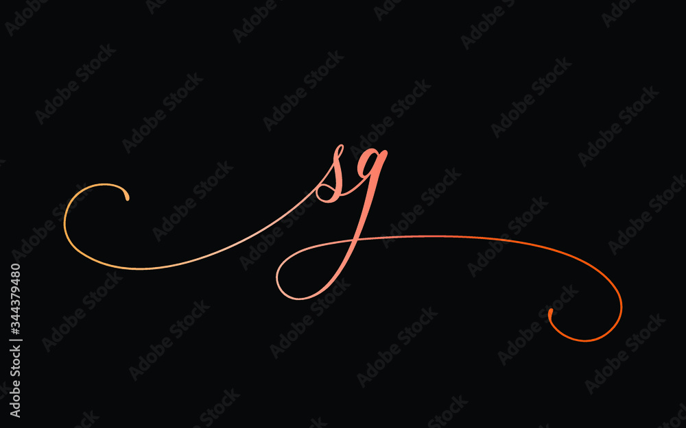 sg or s, g Lowercase Cursive Letter Initial Logo Design, Vector ...