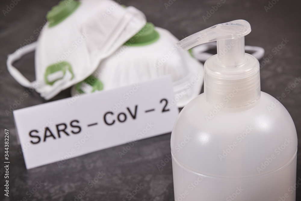 Disinfectant liquid with alcohol for disinfection hands and protective ...