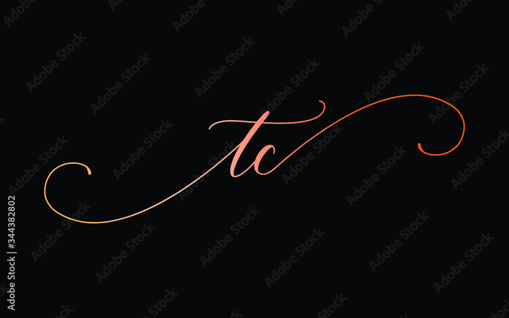 tc or t, c Lowercase Cursive Letter Initial Logo Design, Vector ...