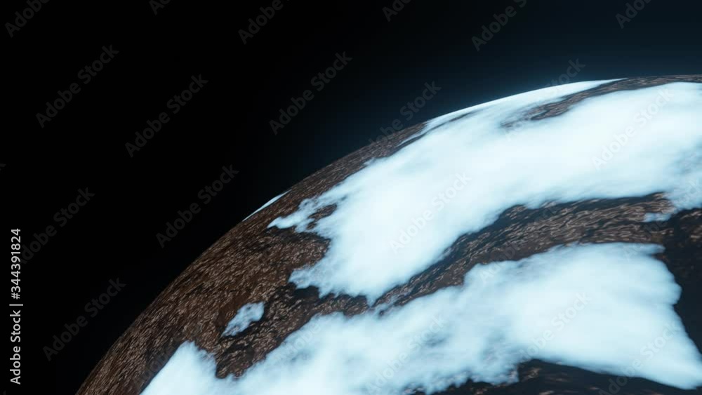 Ice Planet or Ice Age Cold World Rotate Motion Background on Side Frame ...
