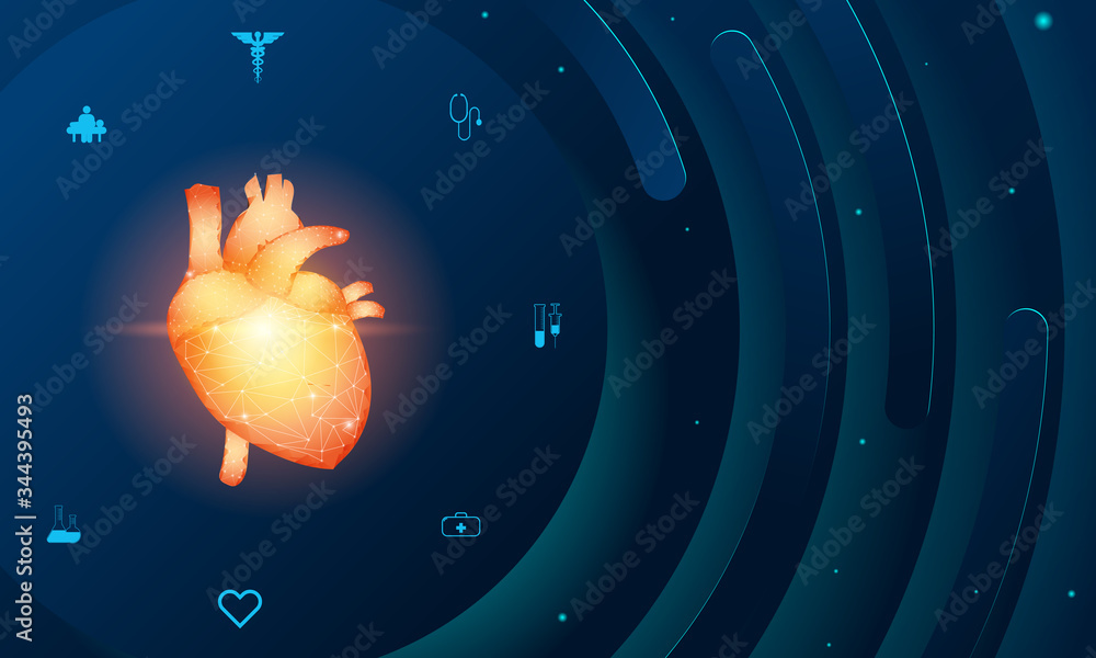 Human heart and treatment science technology concept. Future science ...