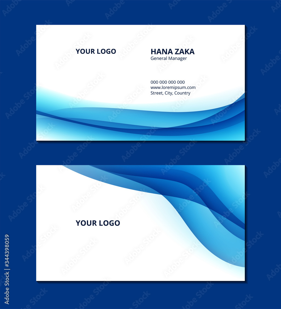 Business card abstract blue wave pattern template Stock Vector | Adobe ...