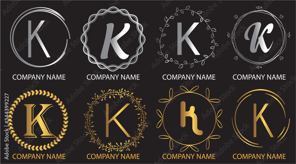 logo collections K. Logo Design Template. Initials logo set Stock ...