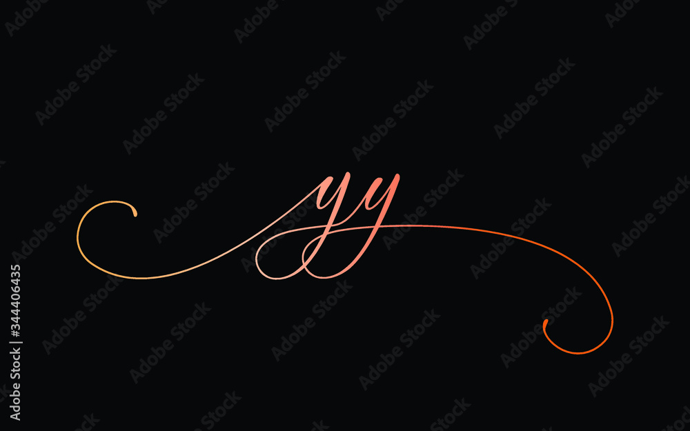 yy or y Lowercase Cursive Letter Initial Logo Design, Vector Template ...