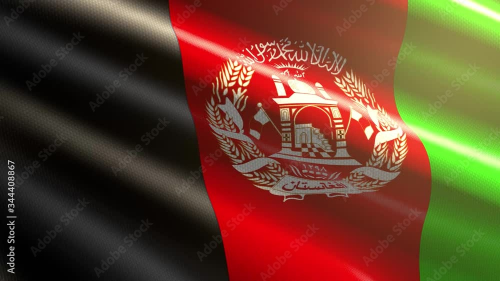 60FPS bright shiny velvet Afghanistan flag waving background, 3D UHD 4k ...