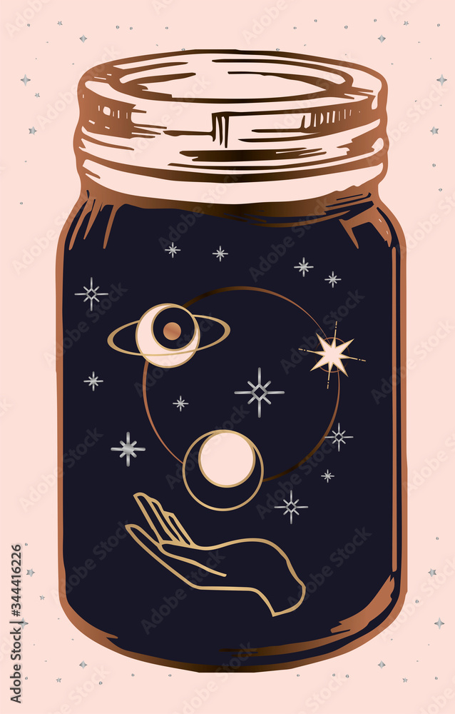 magic jars with esoteric patterns, space magic in a bulb Mystical ...