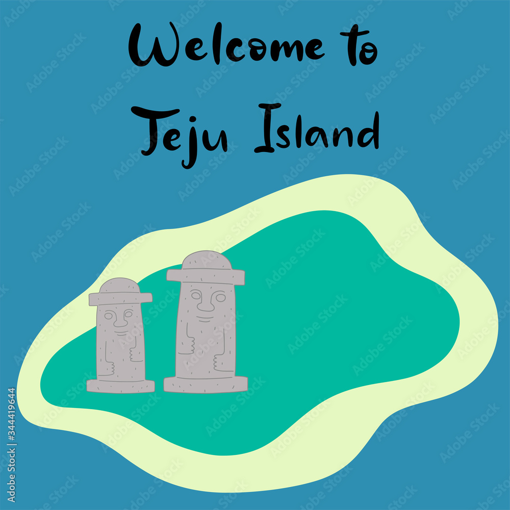 Jeju Korean island vector illustration. Travel to South korea. Welcome ...