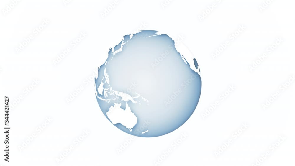 Animation of spinning globe of the Earth planet on white background in ...