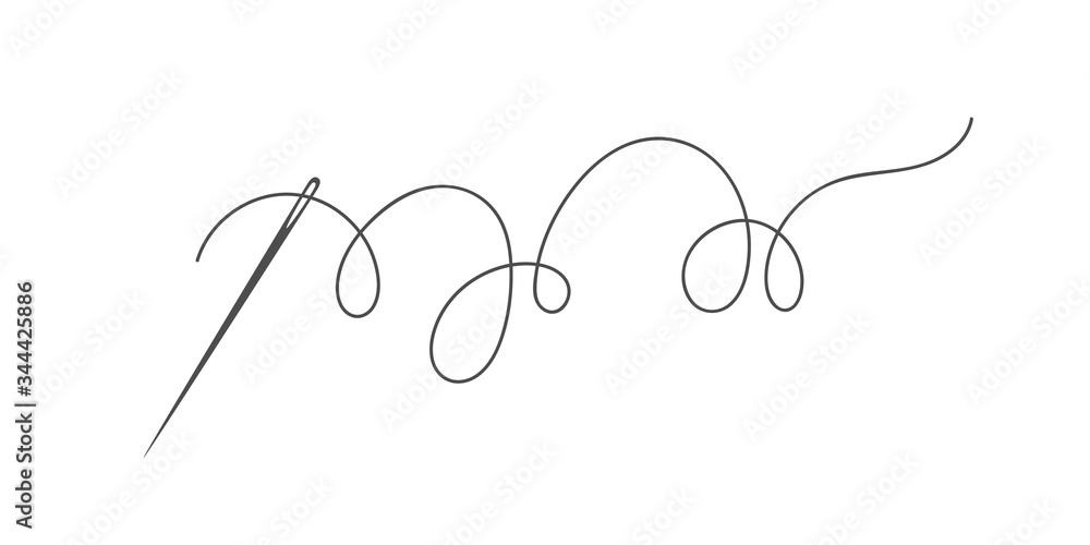 Needle and thread silhouette icon vector illustration. Tailor logo with ...