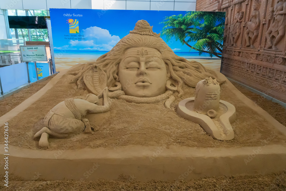 Bhubaneswar, Odisha, India - 23rd July 2019 : Sand sculpture of Lord ...