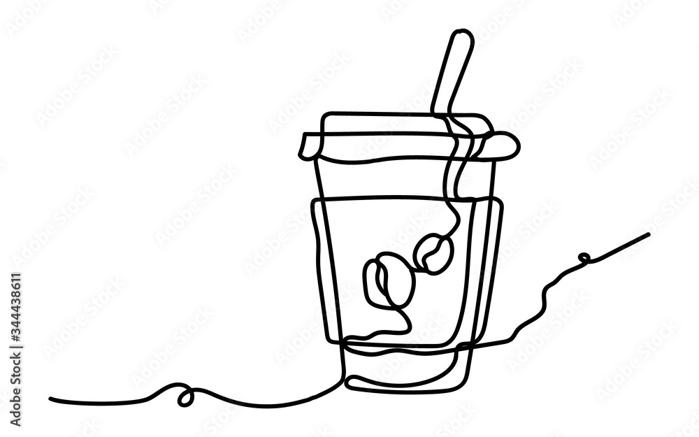 Line drawing of a coffee cup vector illustration isolated on white ...