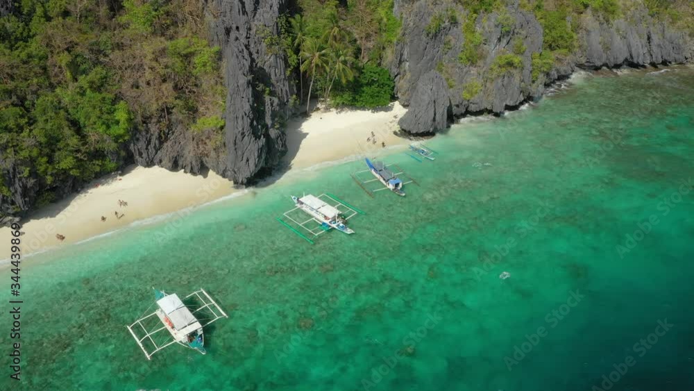 View from above, stunning aerial view of the Entalula Beach, a white ...