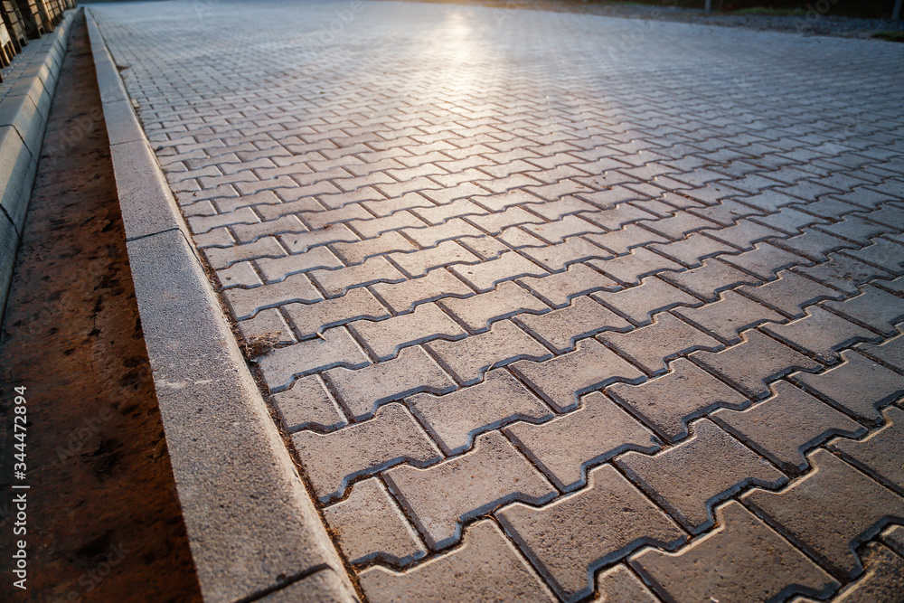 Perspective View Monotone Gray Brick Stone Pavement on The Ground for ...