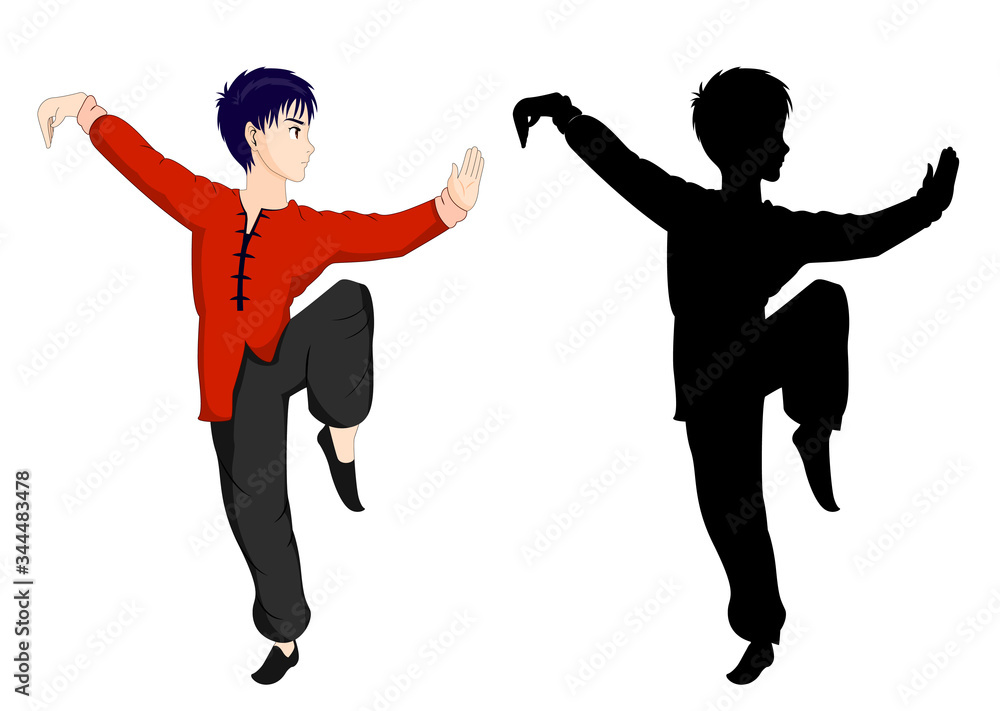 Character In Kung Fu Pose Vector Illustration, Editable EPS Stock ...