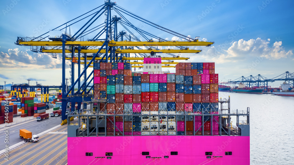 Seaport terminal container cargo freight shipping, Container cargo ship ...