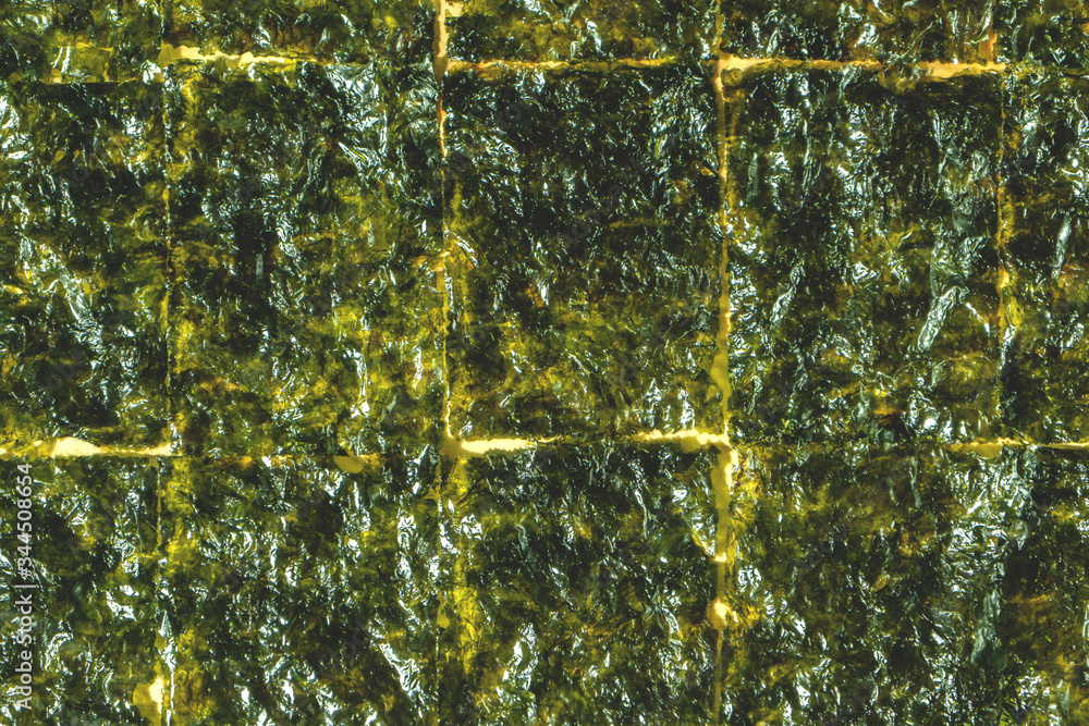 Crispy nori seaweed background with copy space. Japanese or korean ...