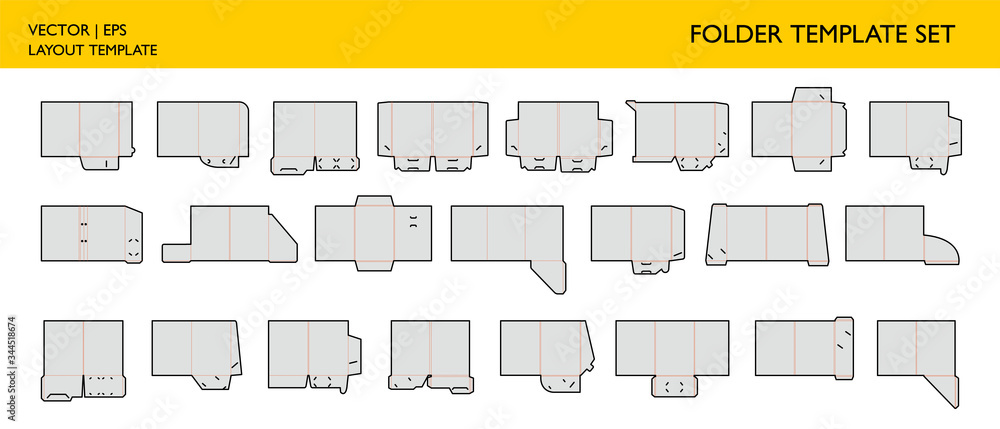 Folder die cut. Empty shablon for blank and card with lock. Editable ...