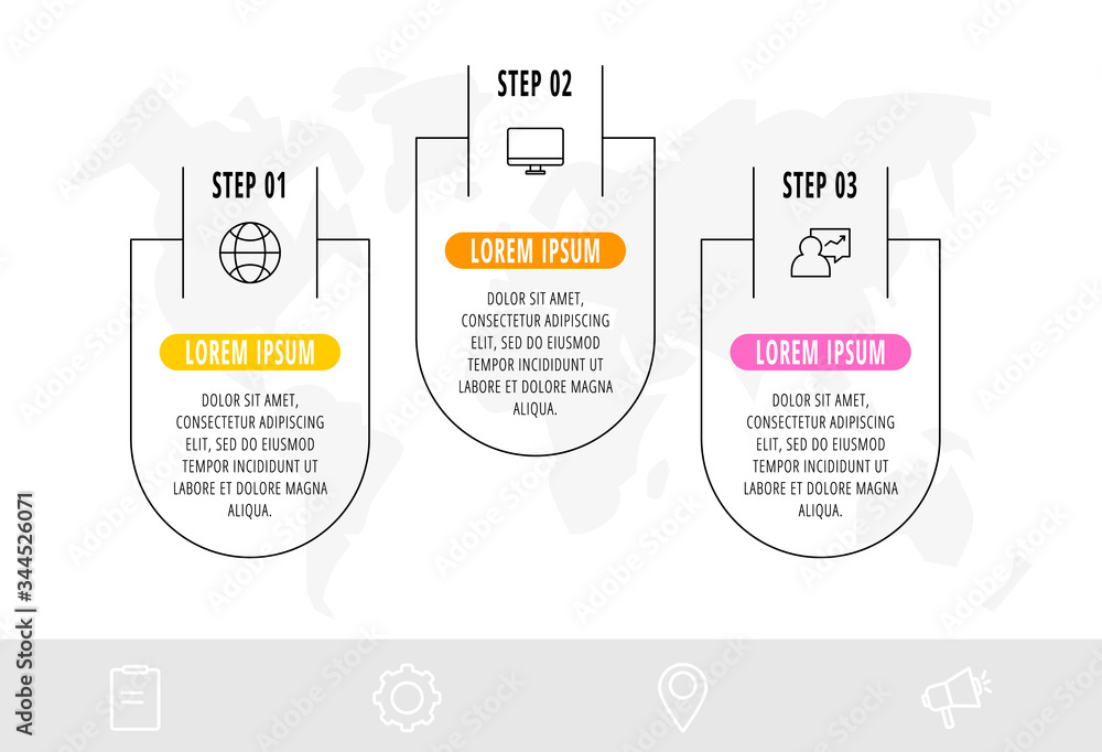 Vector infographic with 3 labels and icons. Template of three ...
