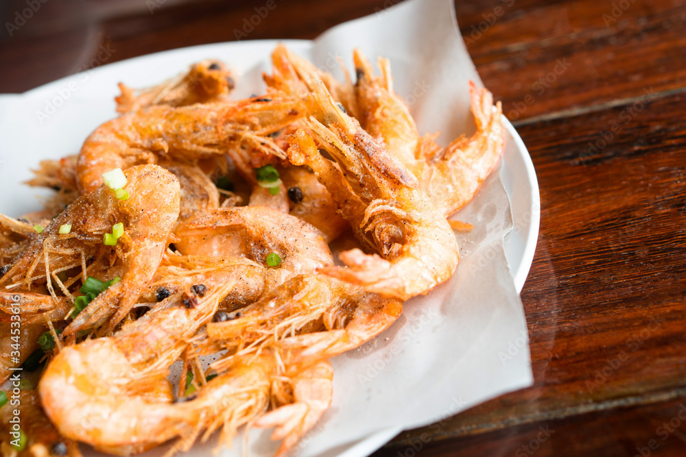 Deep fried shrimp asia style true exotic Thai traditional local food ...