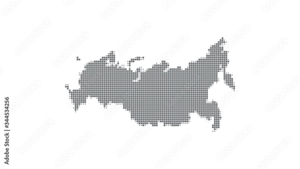 Dynamic motion animation of a pixel map of Russia. The appearance of ...