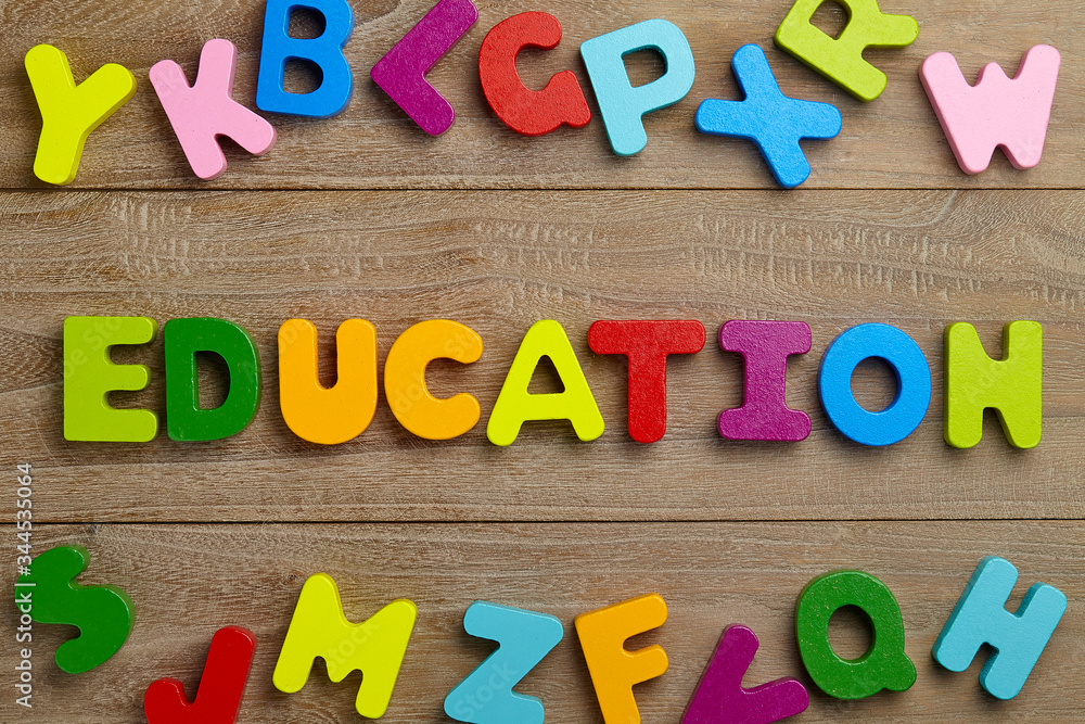 Alphabet wooden letters for early education concept Stock Photo | Adobe ...