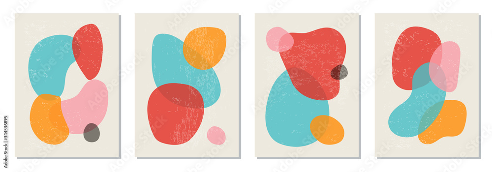 Set of minimal posters with abstract organic shapes composition in ...