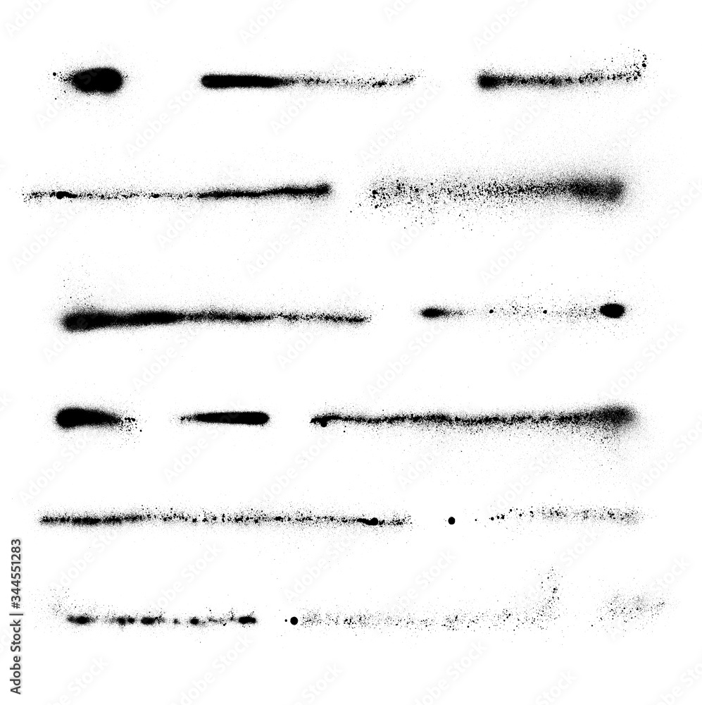 graffiti collection of spray splatter lines in black over white Stock ...