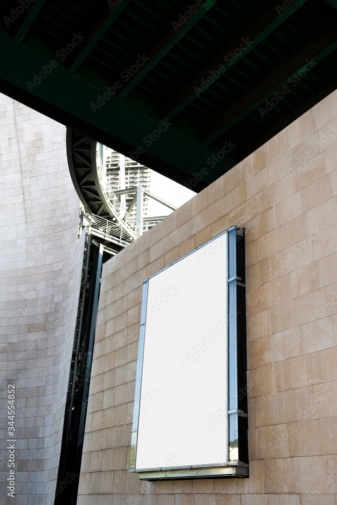 Realistic billboard mockup. Exterior realistic billboard. Vertical ...