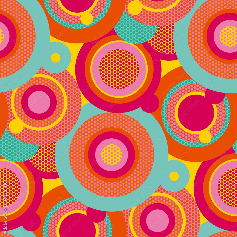 Fun colorful pop art circles seamless pattern Stock Vector | Adobe Stock
