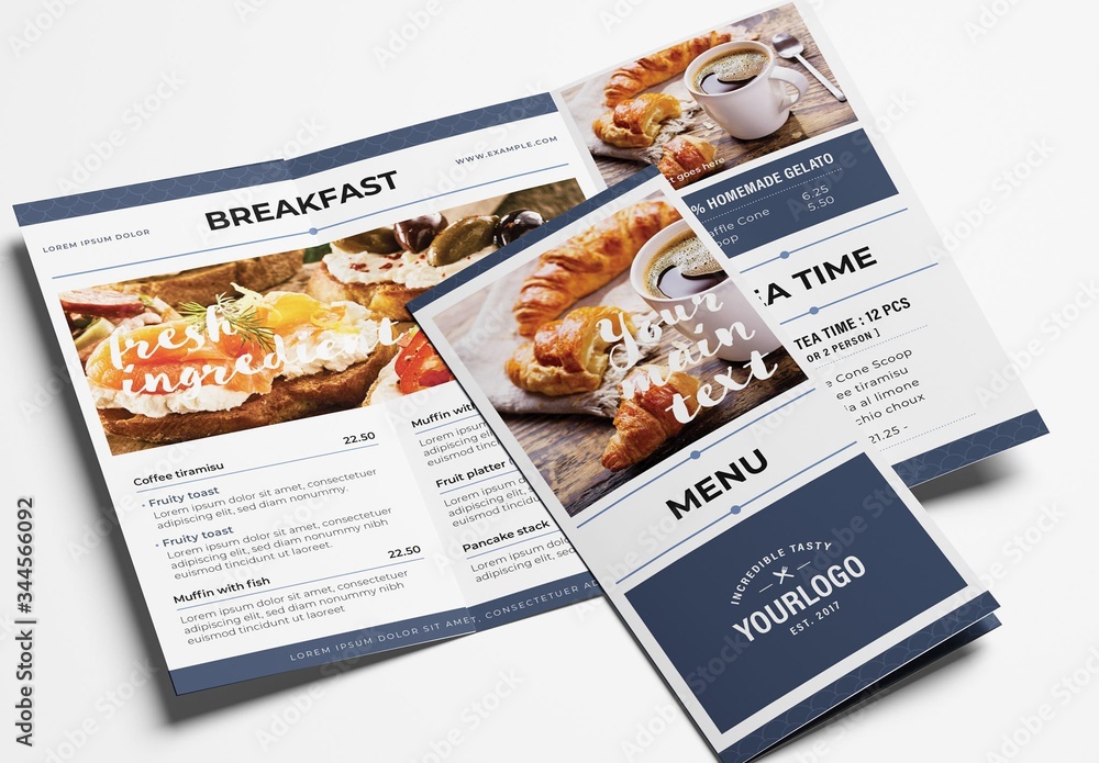 Simple Trifold Menu Layout Stock Template | Adobe Stock