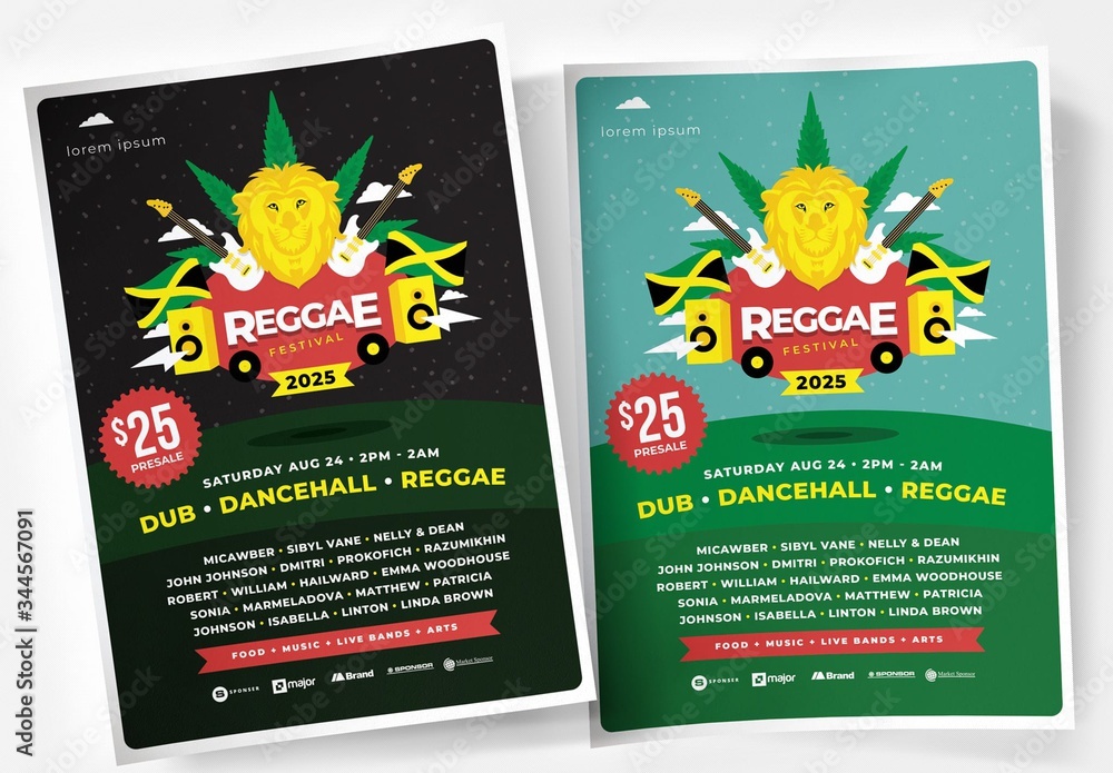 Reggae Party Flyer Layout Stock Template | Adobe Stock