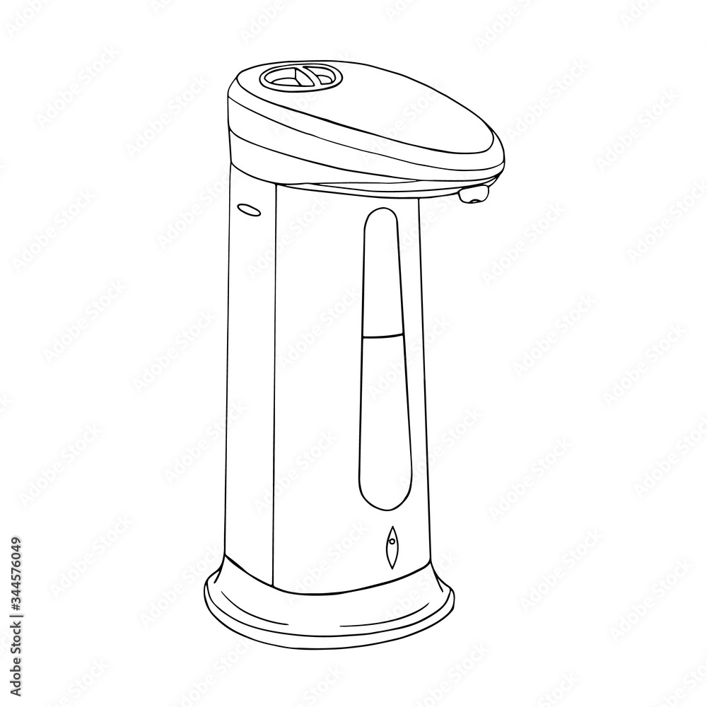 Modern automatic liquid soap dispenser close up. Product home hygiene ...