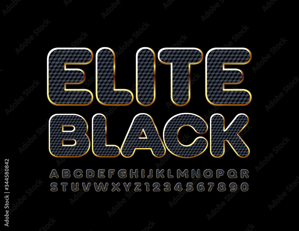 Vector Elite Black Font. Stylish Alphabet Letters and Numbers. Stock ...