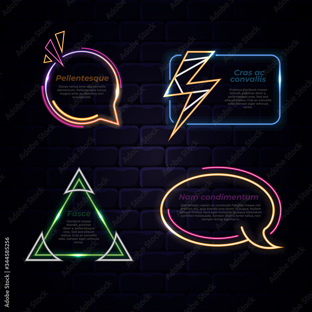 Neon sign vector. Modern neon signboard with electric glow different ...