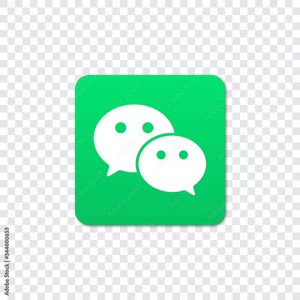 WeChat logo with shadow on a transparent background Stock Vector ...