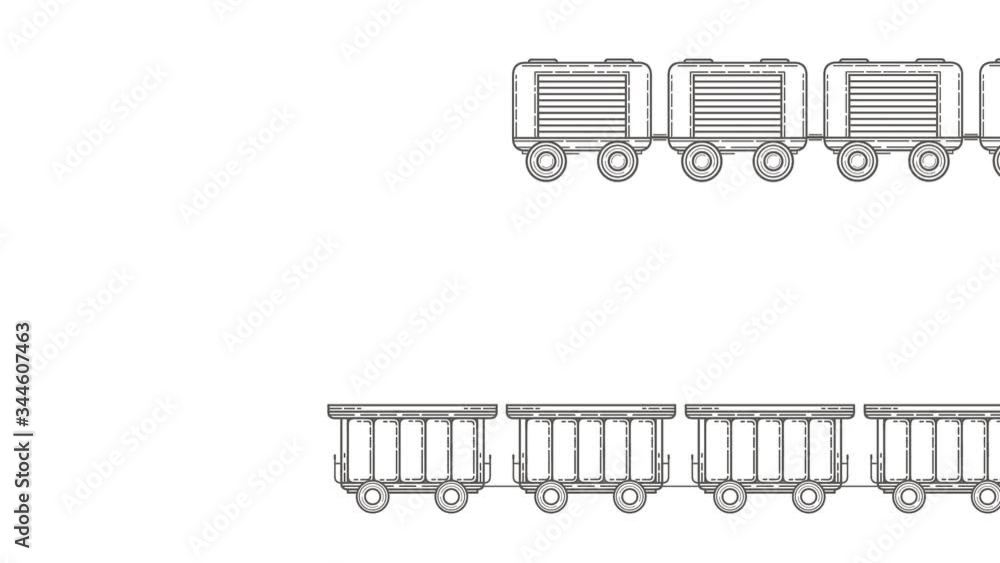 Train line drawing, animated illustration .Delivery of goods by ...
