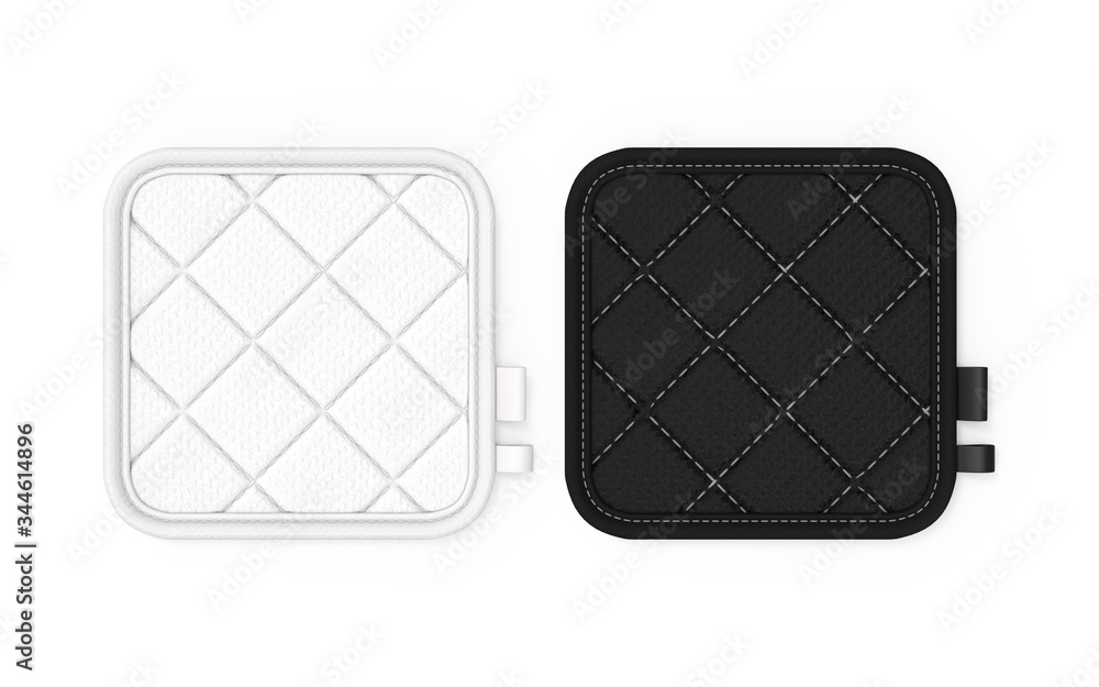 White and black hot pad. Top view. Blank 3d template, mockup for ...