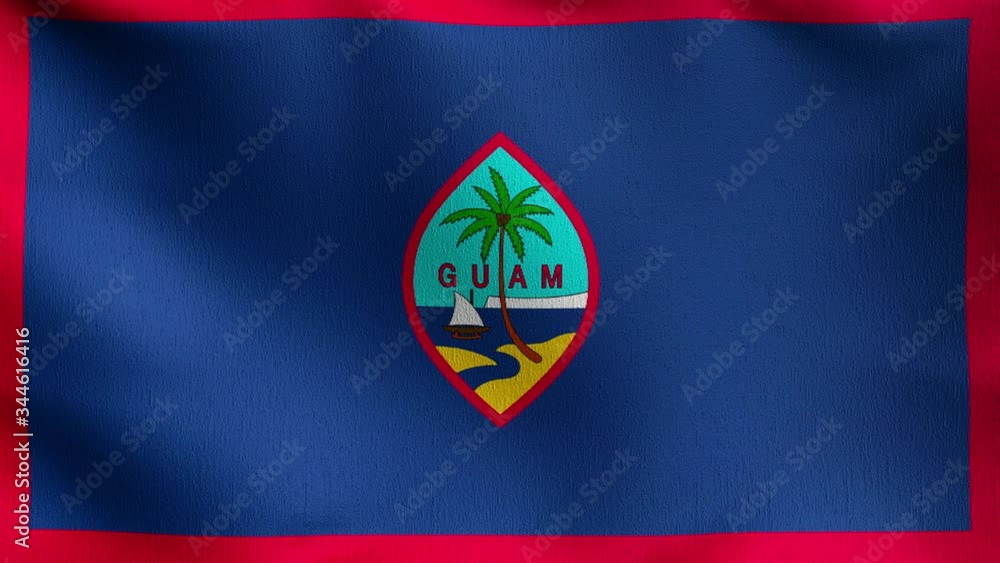 Seamless Loop 4K VDO. Guam island flag in The United States of America ...