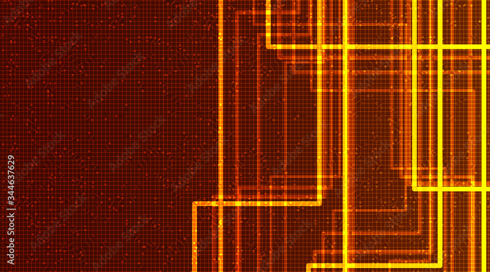 Orange Digital Line Technology Background,neon Digital and security ...