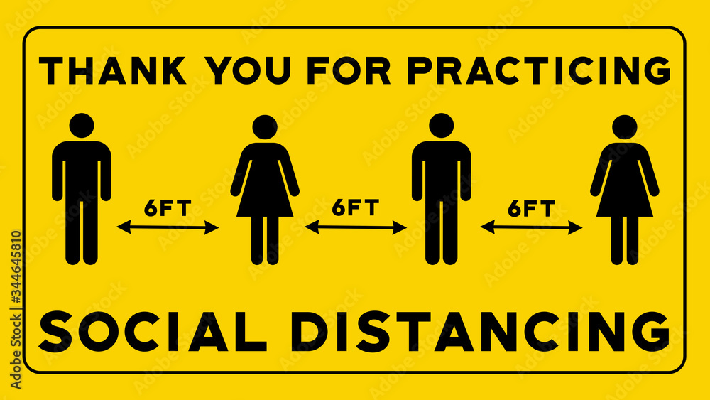 Thank You For Practicing Social Distancing Yellow Sign Stock ...