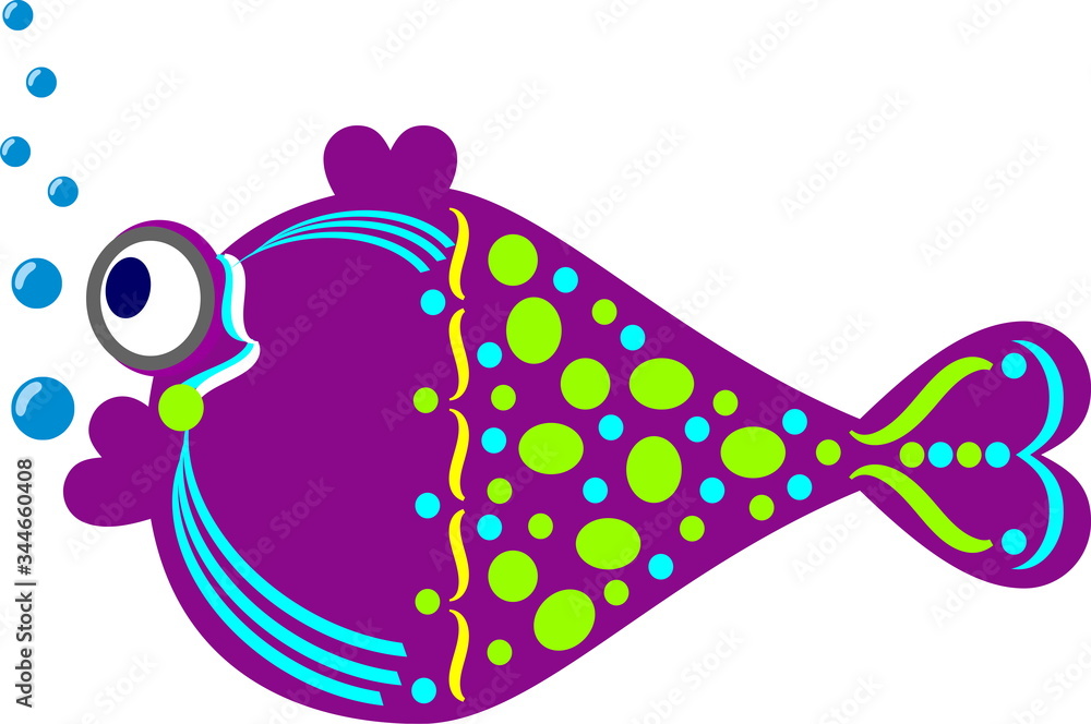 cartoon violet fish Stock Vector | Adobe Stock