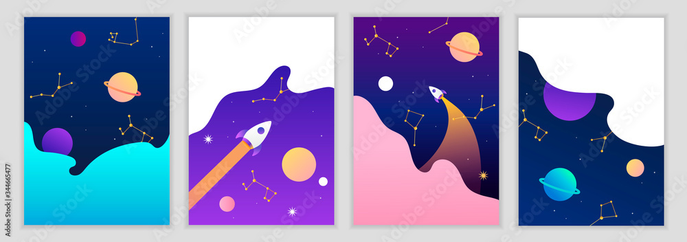 Set of simple abstract space patterns for banner, flyer, card, cover ...