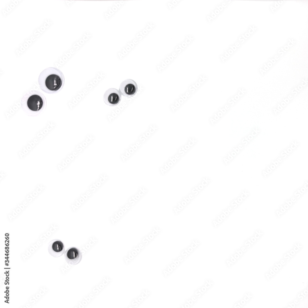 google eyes on a white background, artificial plastic eyes for dolls, 3 ...