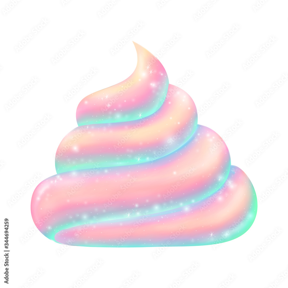 Vector illustration of neon unicorn magic poo with glitter and sparkles ...