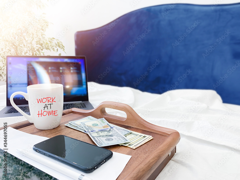 Work at home. Remote work. Working atmosphere at home. Work in ...