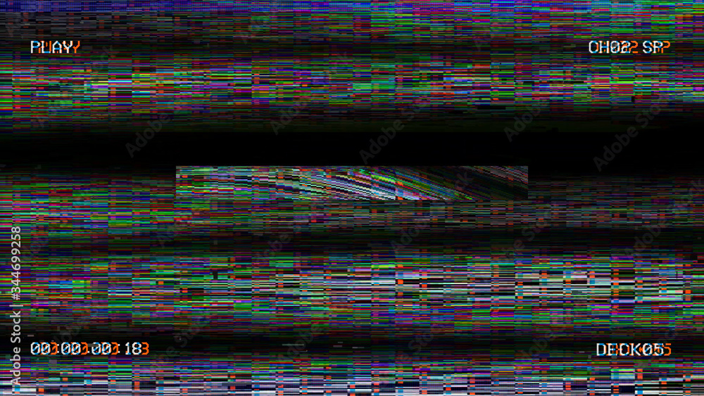 Vintage VHS glitch defects noise and artifacts effect. Stock ...