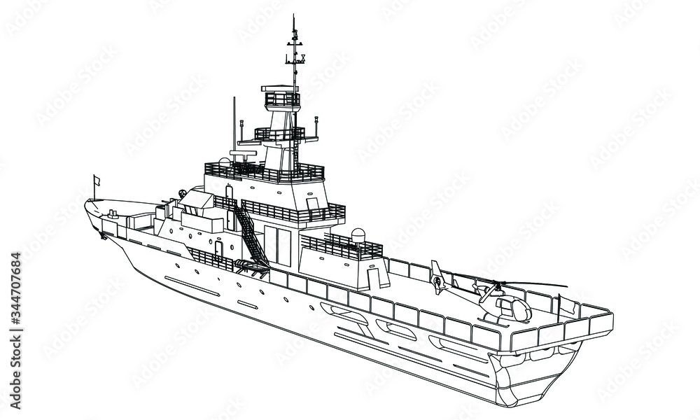 Military ship outline vector. Military vehicle template vector isolated ...