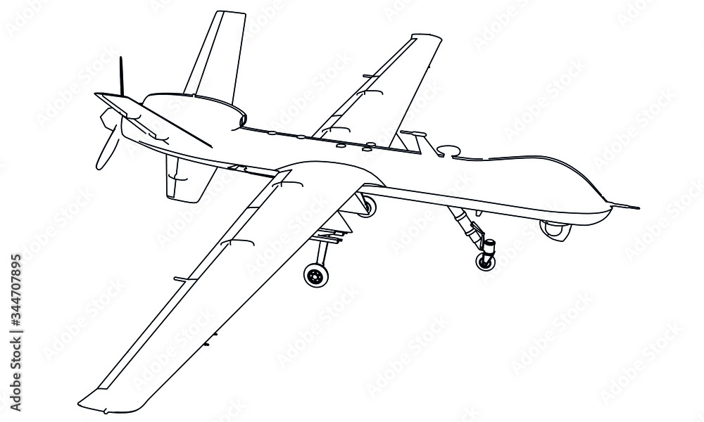 Drone outline vector. Military vehicle template vector isolated on ...