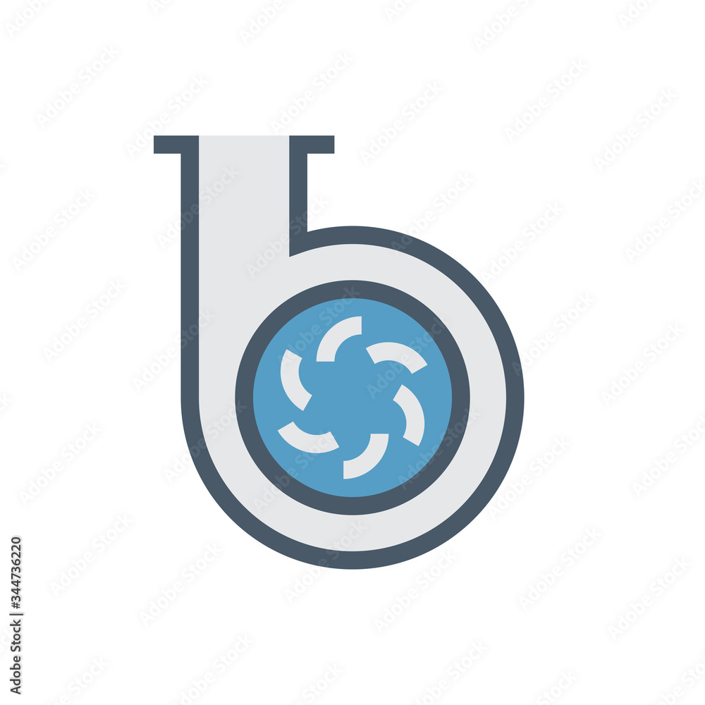 Water pump and propeller or turbine inside section view vector icon ...