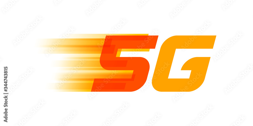 5G logo graphic font orange yellow color, modern numbers 5G for ...